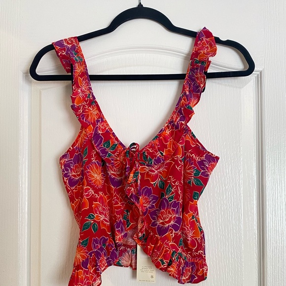 Paloma Blue | Tops | Paloma Blue Ali Ruby Size M Ruffle Floral Printed ...
